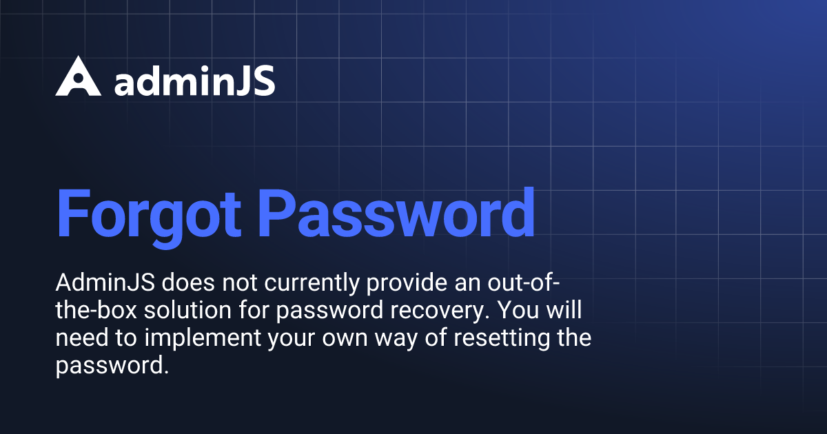 Forgot Password | AdminJS