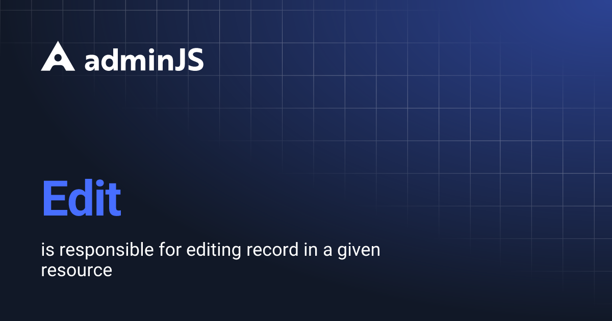 Edit | AdminJS